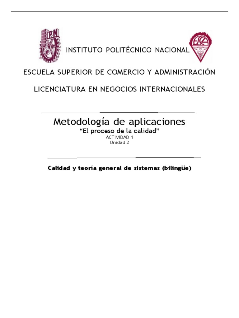 U2A1 | PDF | Calidad (comercial) | Economias