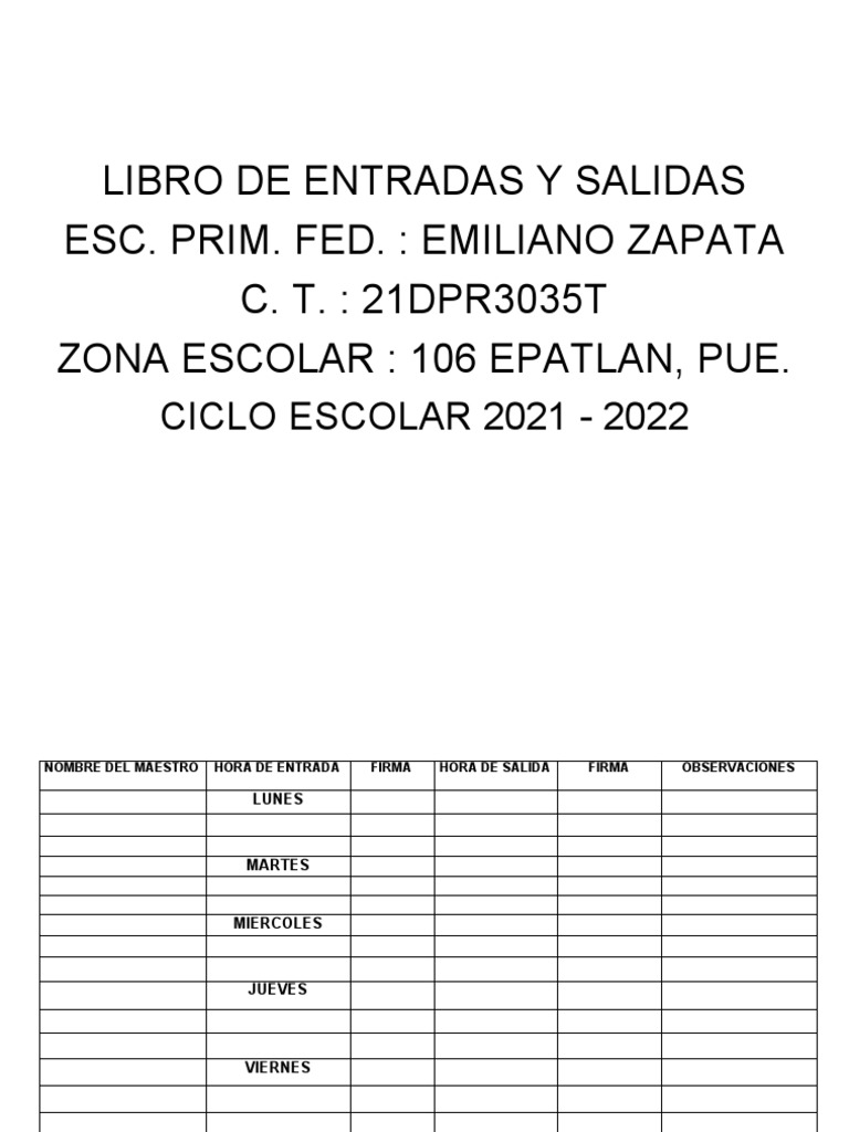 Libro de Entradas y Salidas | PDF
