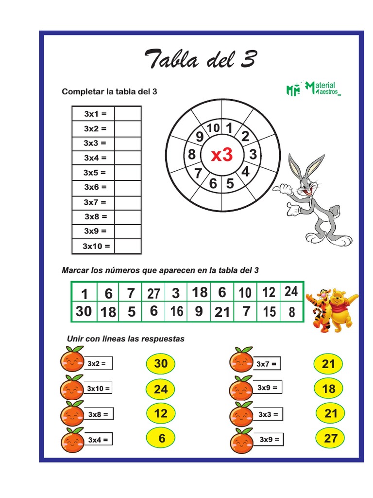 Ejercicios de la Tabla del 3 | PDF