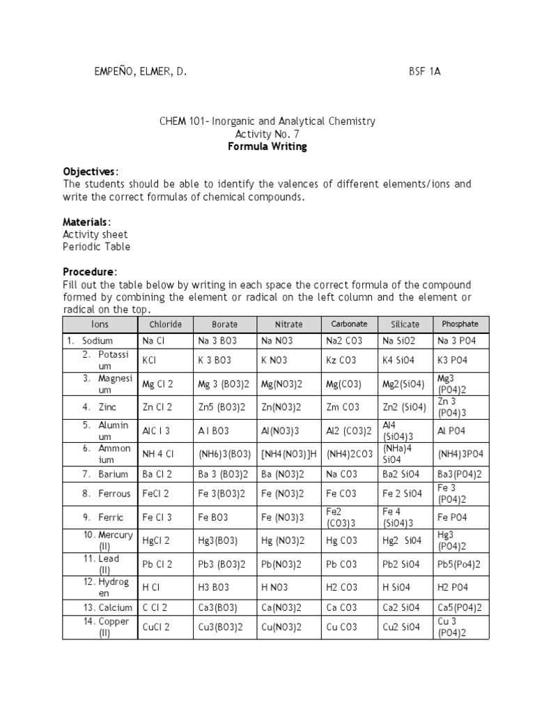 Activity Lab 7 Chemistry | PDF | Ajedrez