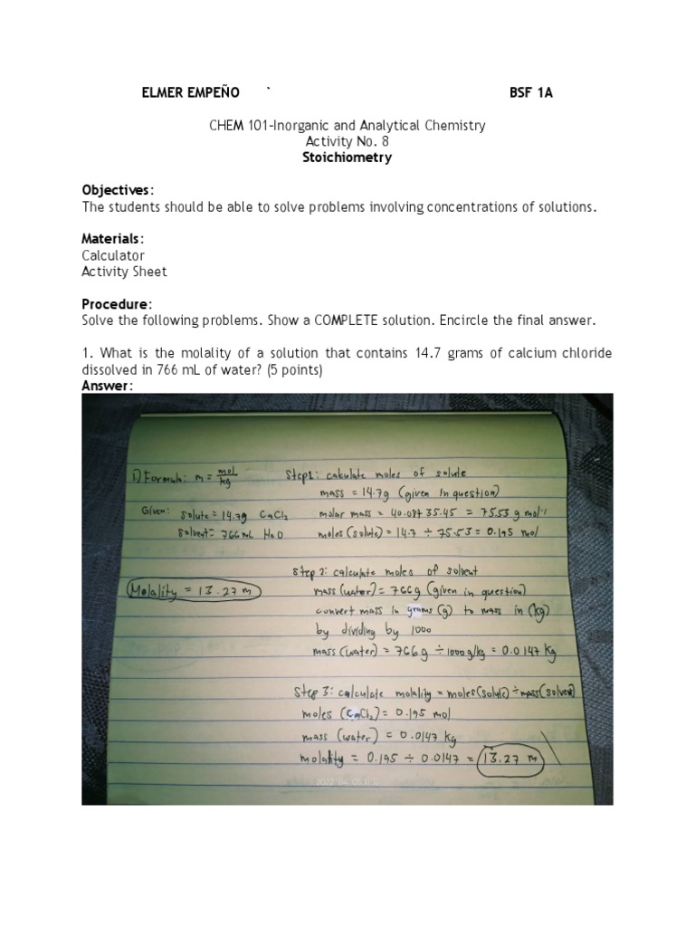 Stoichiometry Problems & Solutions | PDF