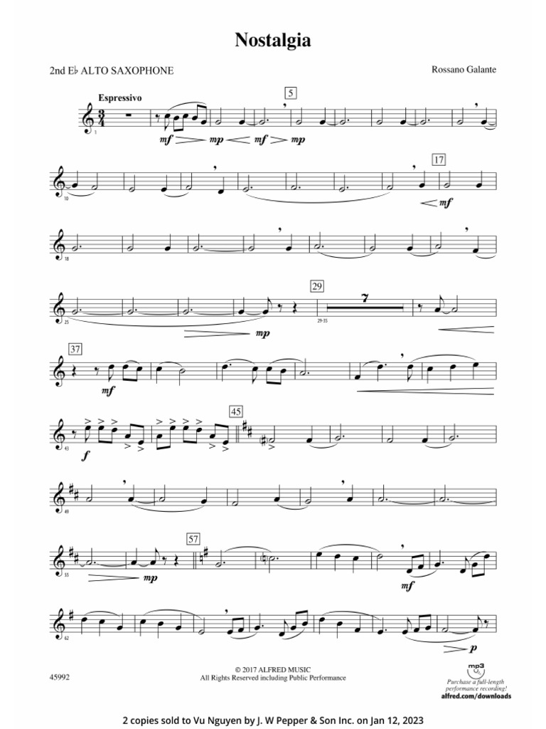 Nostalgia 2nd E-Flat Alto Saxophone | PDF