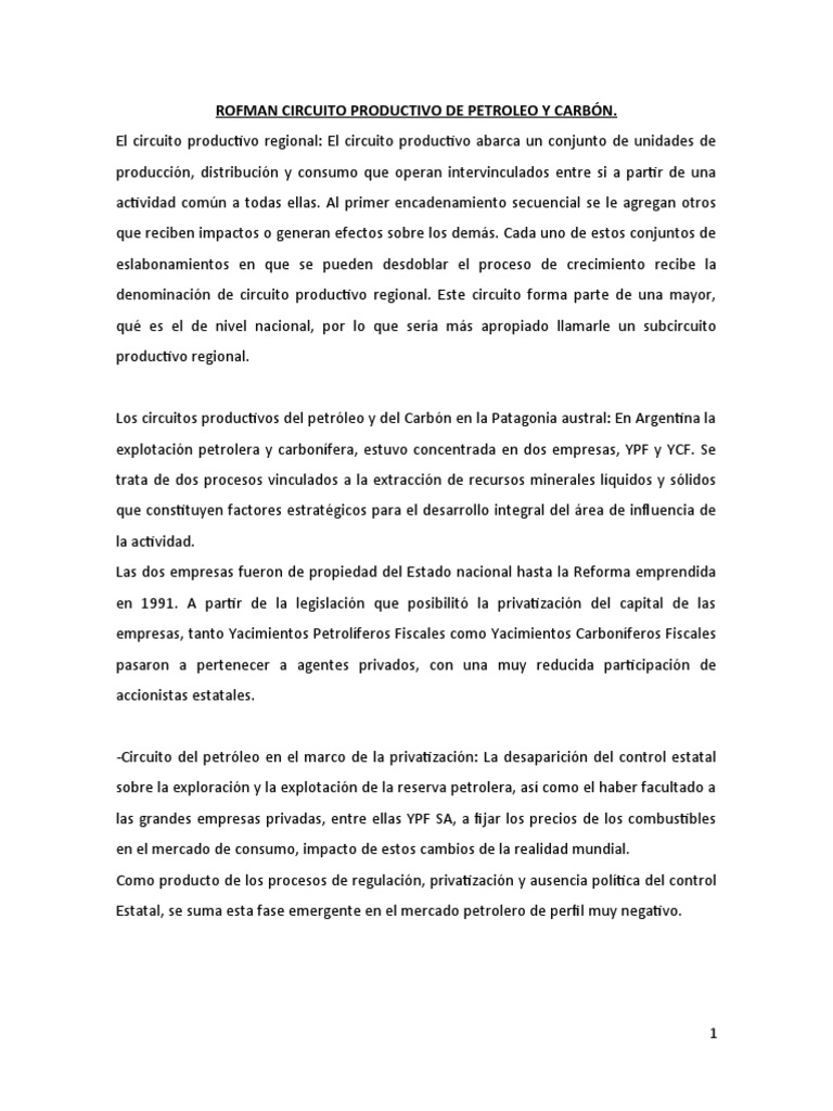 Rofman Petroleo y Carbon | PDF | Petróleo | Empresa de propiedad estatal