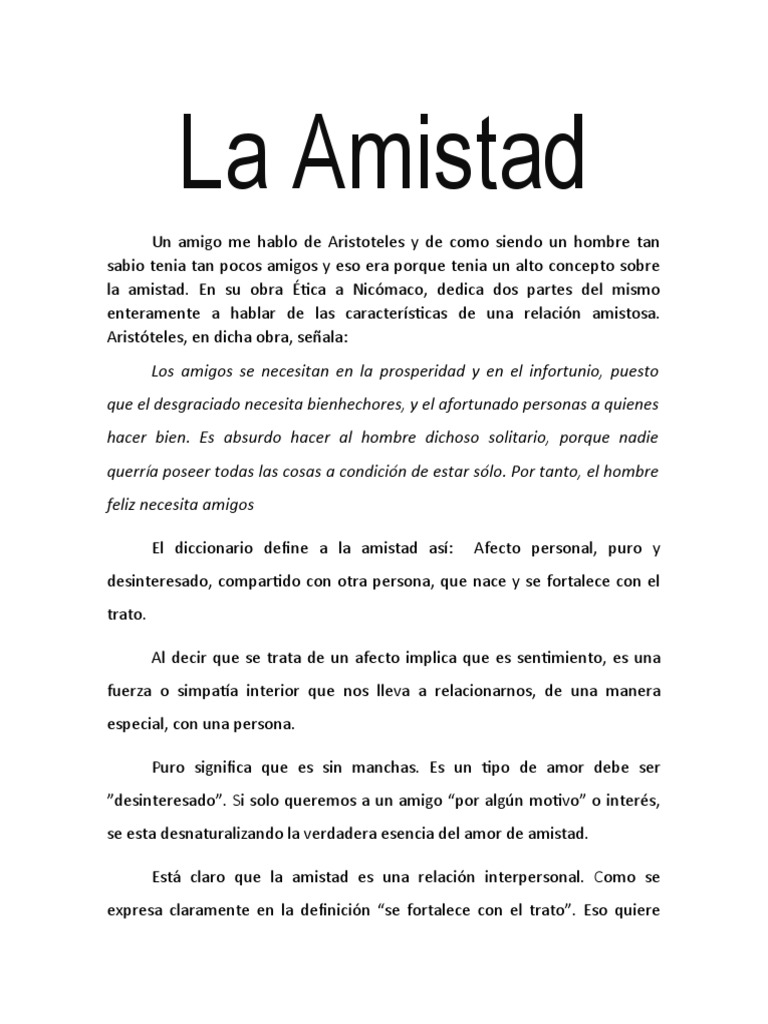La Amistad Pdf Amor Amistad