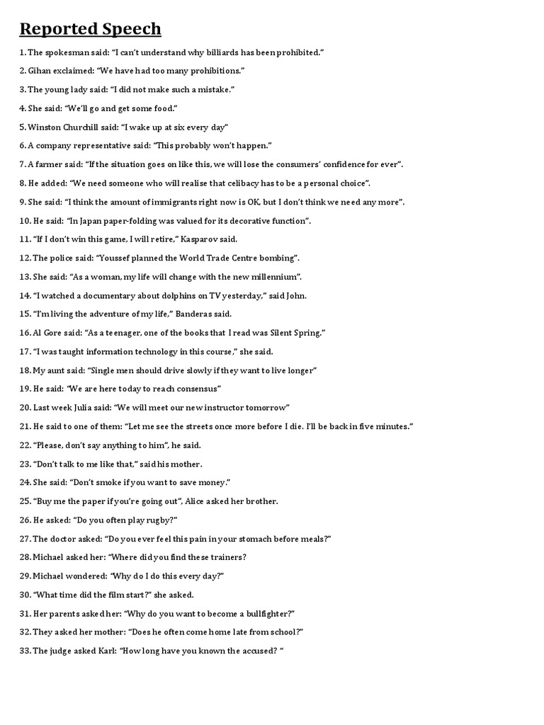 Reported Speech PDF | PDF