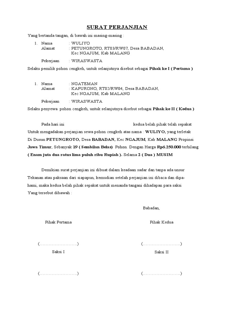 Surat Perjanjian | PDF