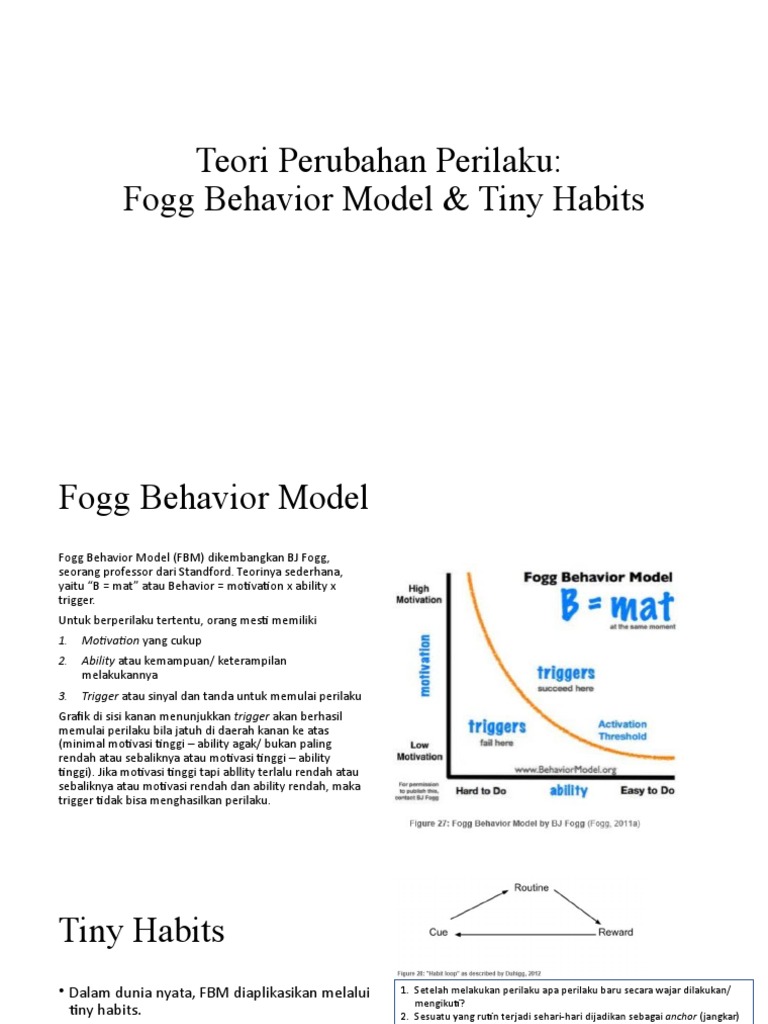 Teori Perubahan Perilaku Fogg Behavior Model | PDF