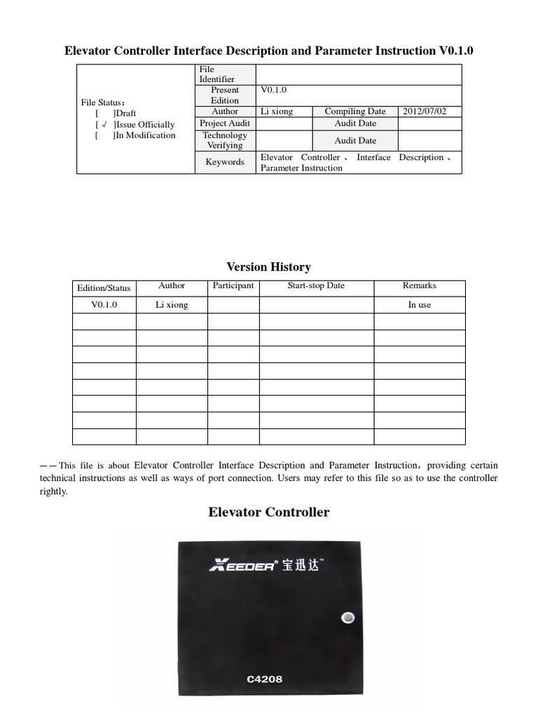 Elevator Controller Manual | PDF | Switch | Relay