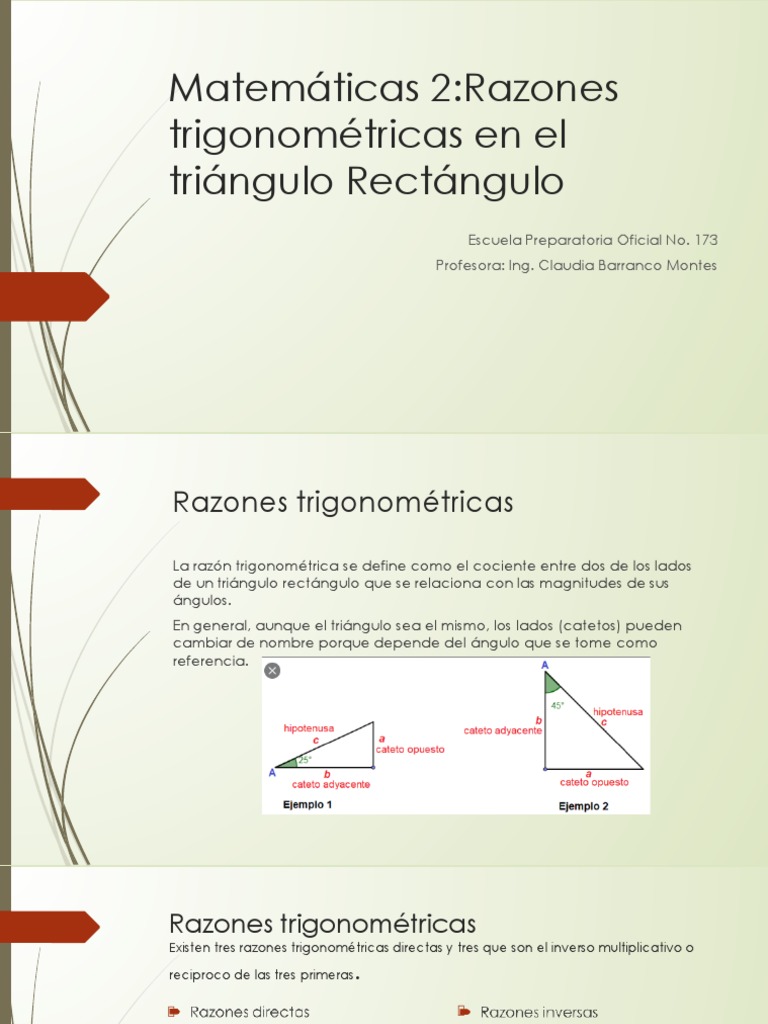 Razones trigonométricas en triángulos rectángulos | PDF