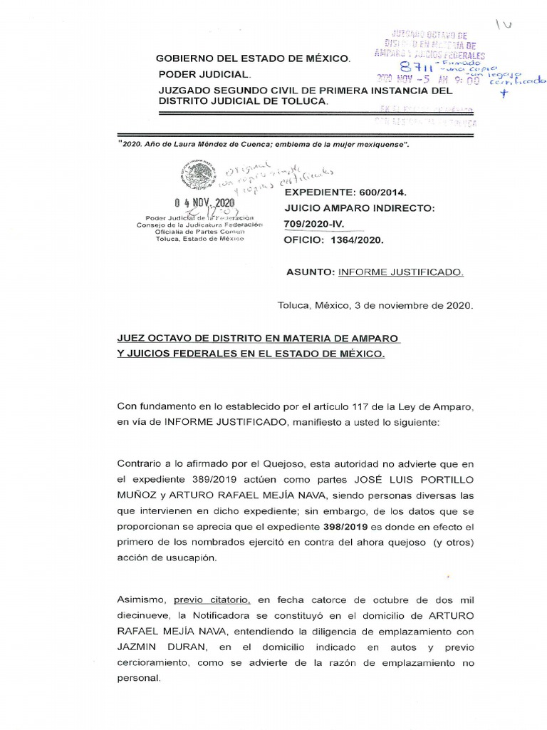 Informe Justificado de Un Amparo Indirecto | PDF
