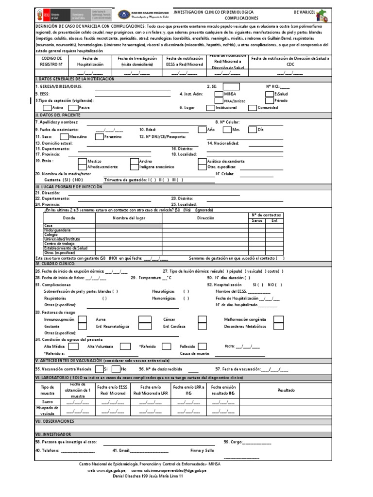 Fichas Epidemiologica de Varicela | PDF | Epidemiología | Enfermedades animales