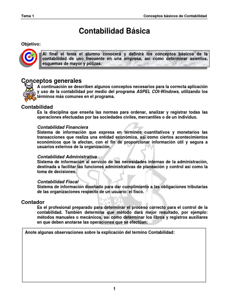 Conceptos Básicos de Contabilidad. Contabilidad Básica | PDF ...