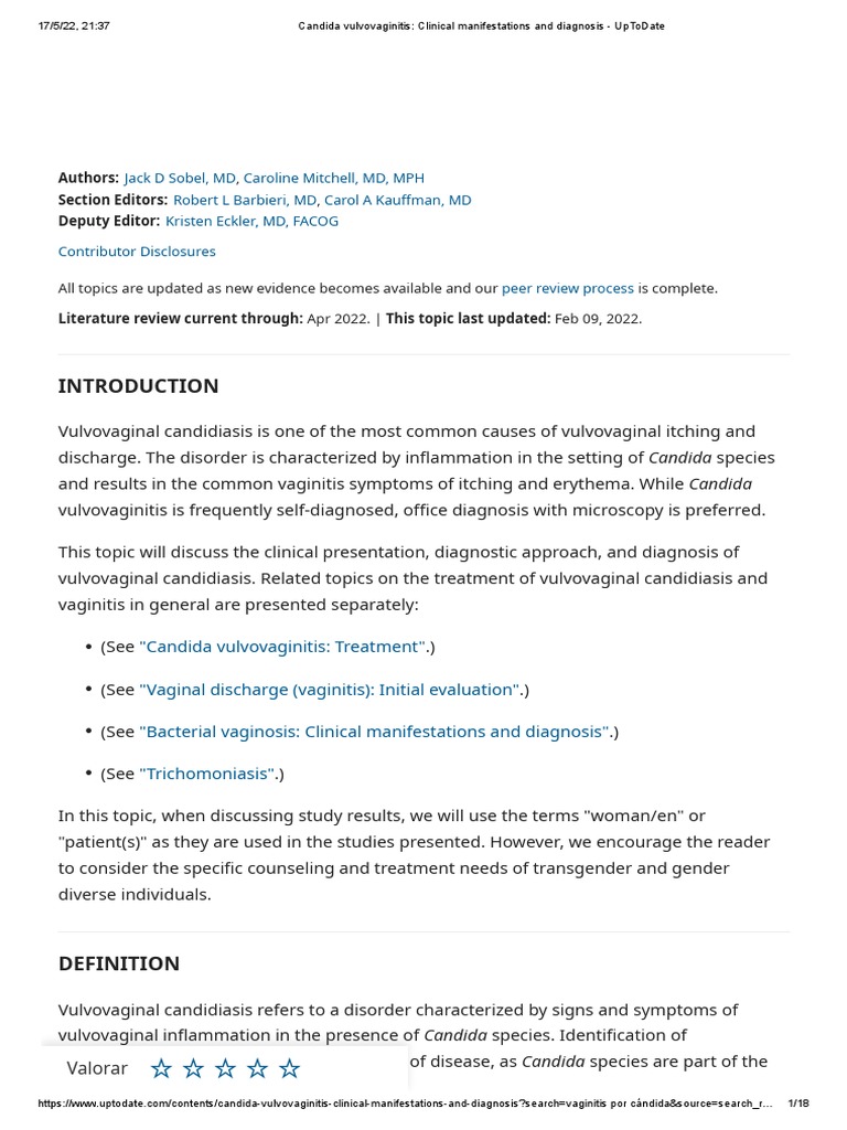 Candida Vulvovaginitis - Clinical Manifestations and Diagnosis ...