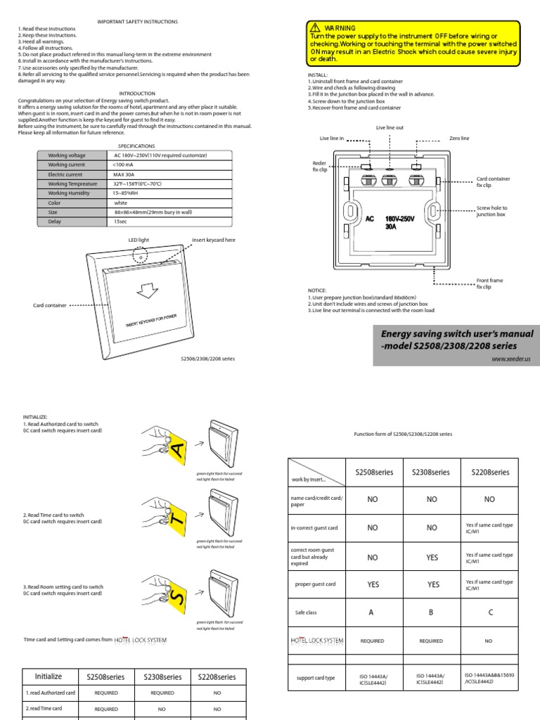 Energy Saving Switch MANUAL | PDF | Switch | Electrical Engineering