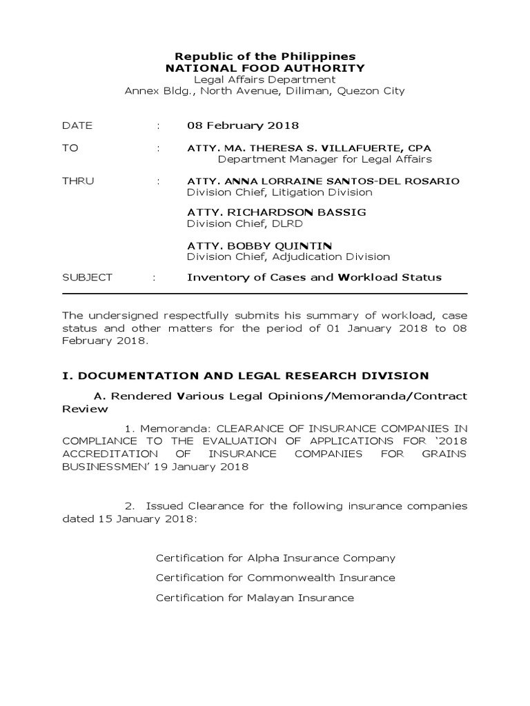 Workload Status.2018 January | PDF | Lawsuit | Justice
