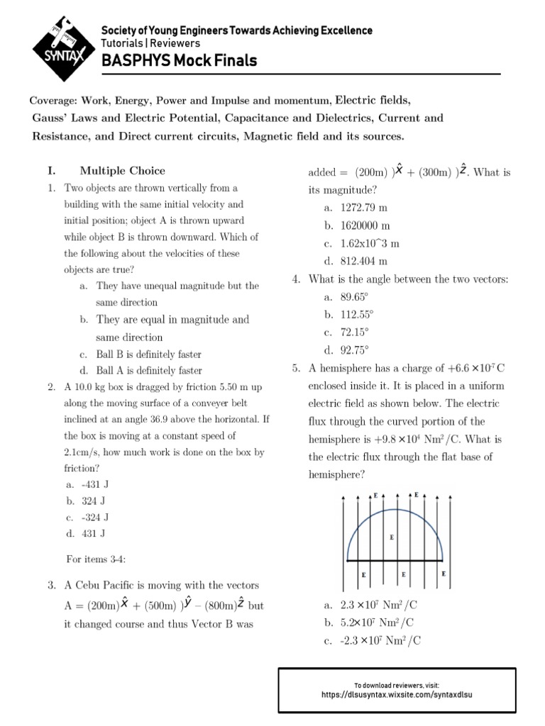 BASPHYS Mock Finals: Society of Young Engineers Towards Achieving ...