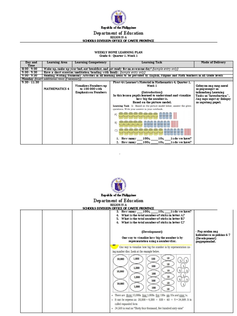 Math 4-WHLP-Q1-WK1 | PDF | Behavior Modification | Cognition