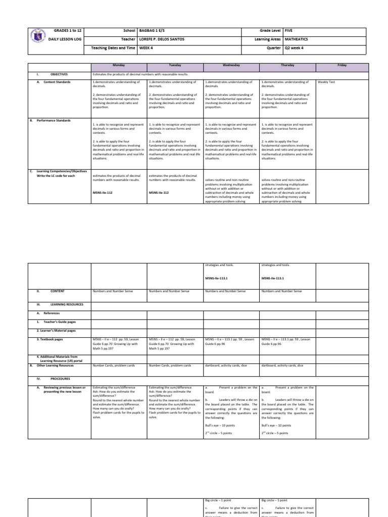 Math 5 Q2 Week 4 | PDF | Mathematics | Numbers
