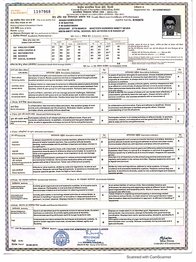 Class 10th Marksheet PDF | PDF