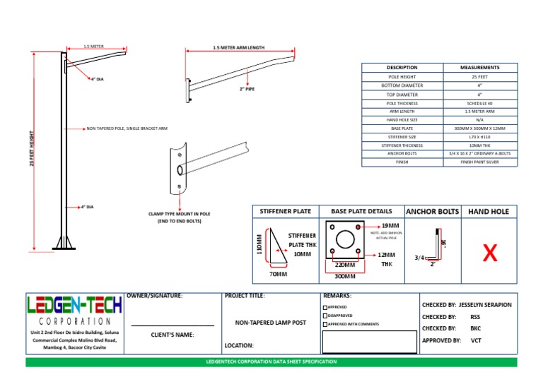Pole Specs | PDF | Building Engineering | Manufactured Goods