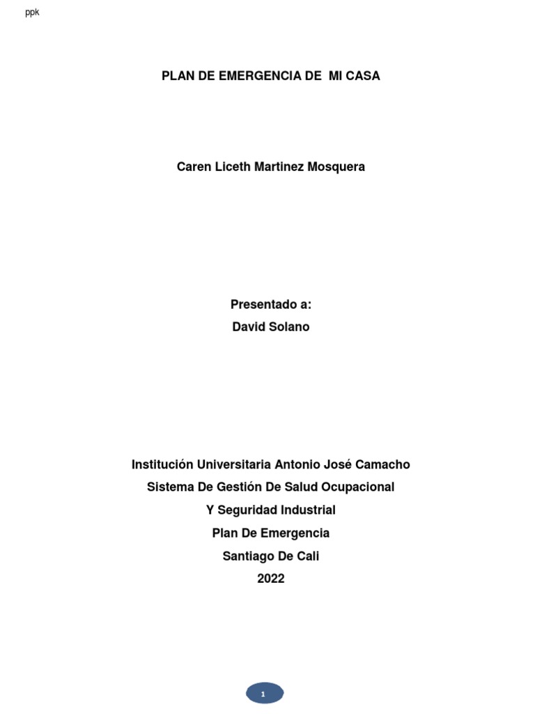 Plan Emergencia Casa PDF | PDF