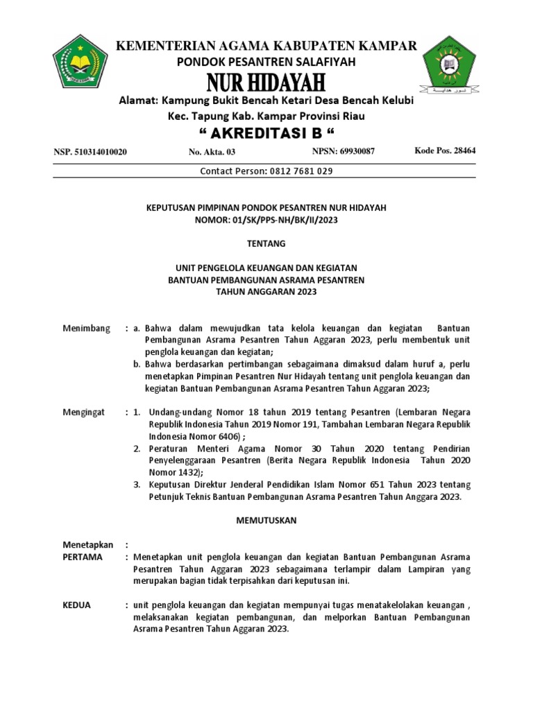 SK Upk2b Tahun 2023 | PDF