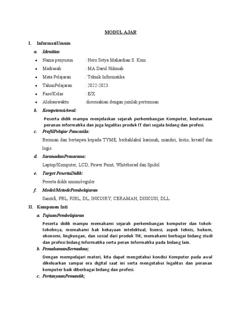 Modul Ajar - e | PDF