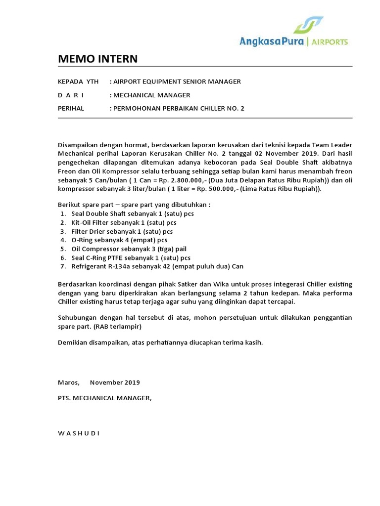 Memo Intern Chiller 2 | PDF