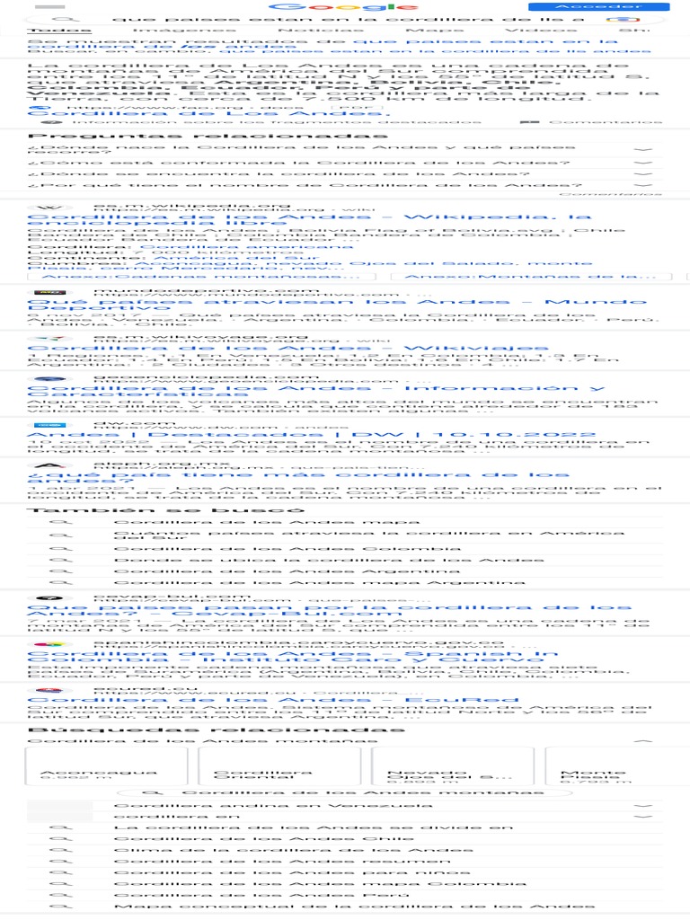 Que Paises Estan en La Cordillera de Lls Andes - Buscar Con Google PDF ...