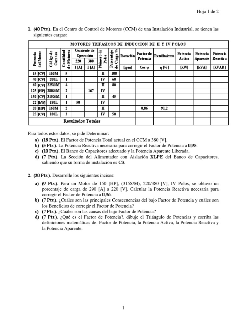 Problema de Factor de Potencia | PDF | Energia electrica | Transformador