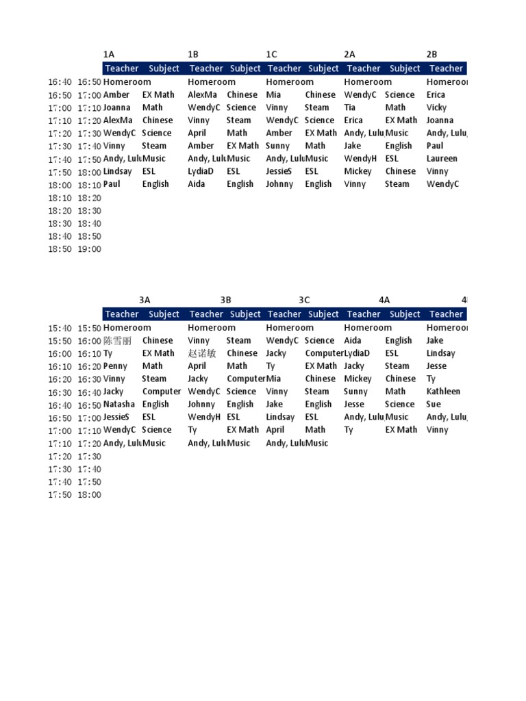 PTC Teacher Schedule | PDF | Educational Organizations | Observation