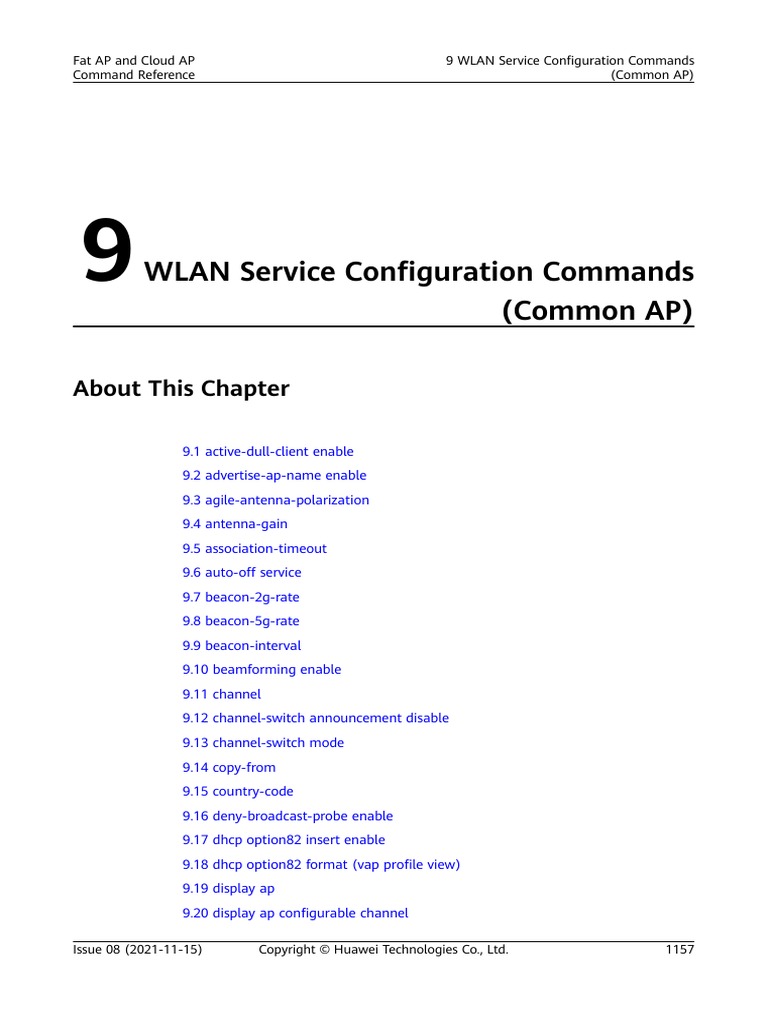 01-09 WLAN Service Configuration Commands (Common AP) PDF | PDF | Ieee ...