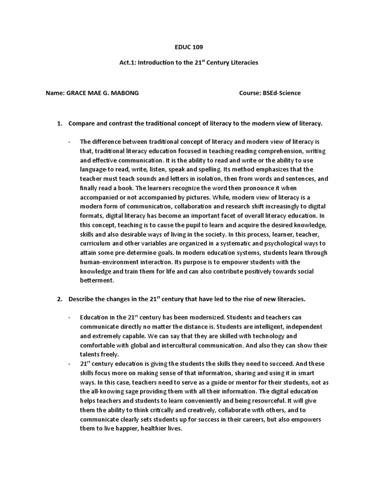 Educ 109 Act.1 | Download Free PDF | Literacy | Inquiry Based Learning