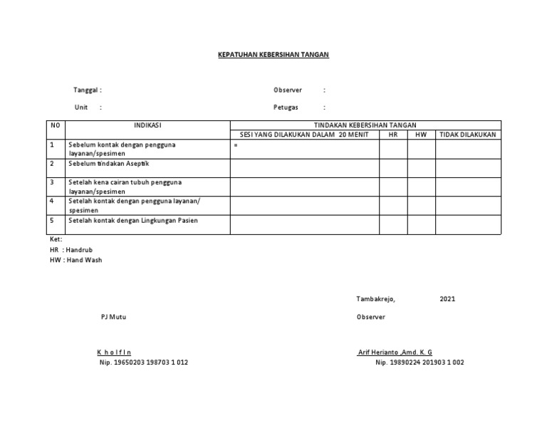 Form Observasi KKT | PDF