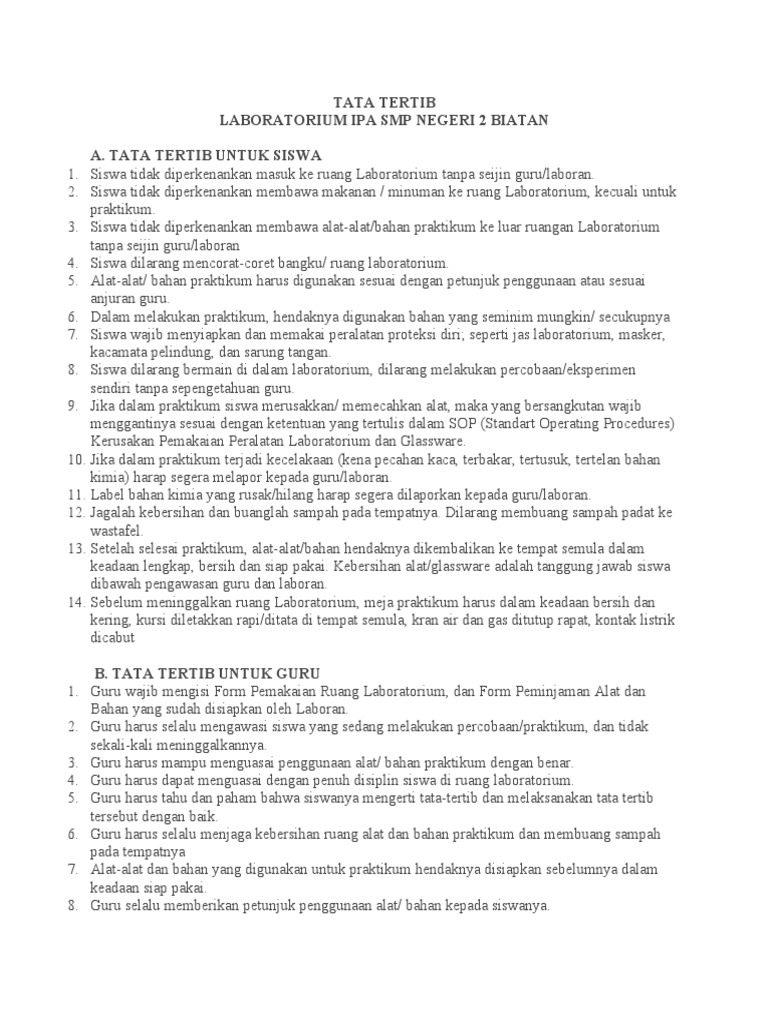 Tata Tertib Lab Ipa | PDF