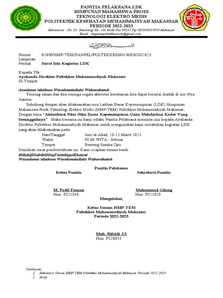 No Surat 022 Surat Pemberitahuan Kegiatan Ke Direktur (Somba Opu) | PDF