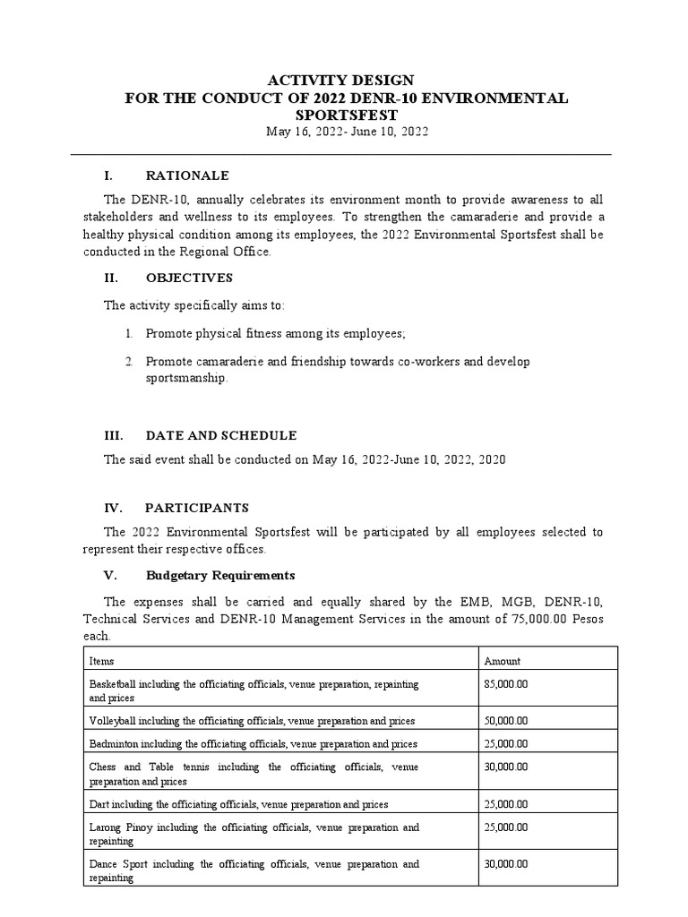 ACTIVITY DESIGN Sportsfest | PDF