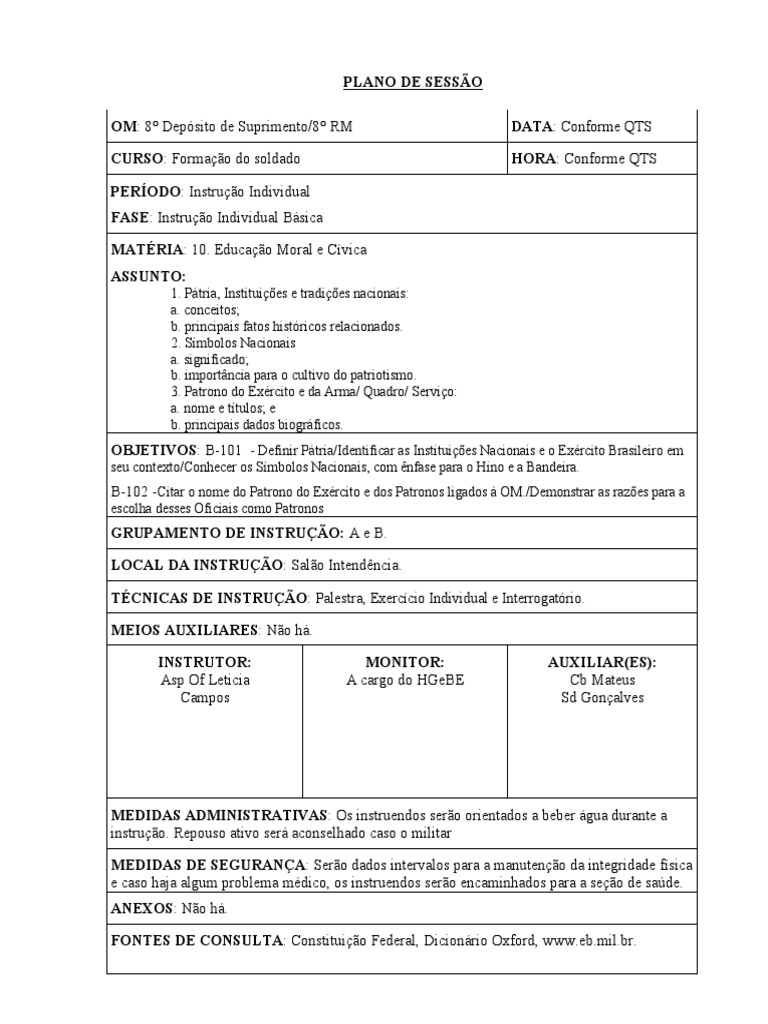 Plano de Sessão Ordem Unida | PDF | Militar Plano de Sessão Ordem Unida | PDF | Militar