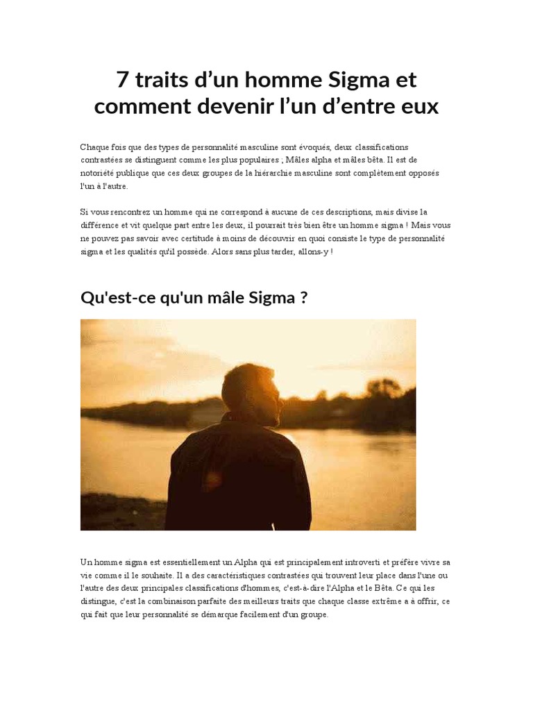 7 Traits D Un Homme Sigma Et Comment Devenir L Un | PDF | Introversion ...