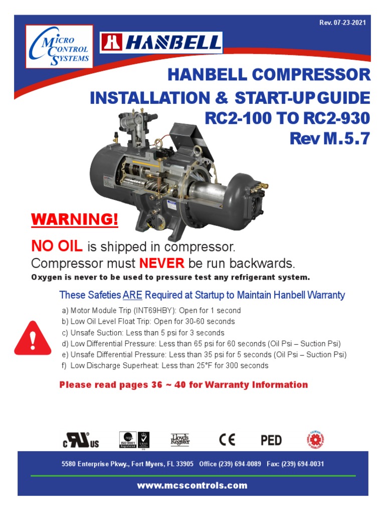Hanbell Compressor Installation and Startup Guide | PDF | Valve | Pipe ...