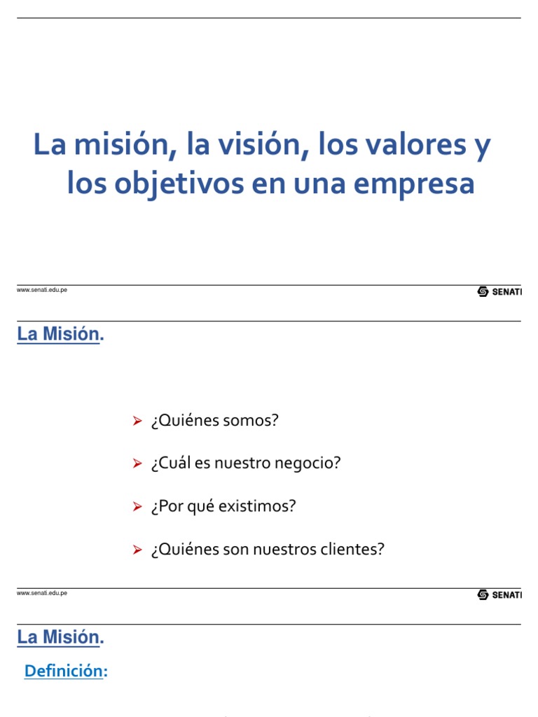 Misión, Visión y Valores de Senati | PDF | Mercado (economía ...