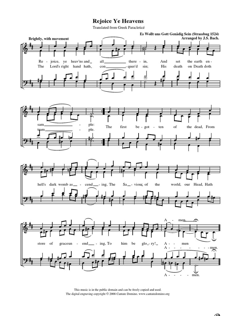 Rejoice Ye Heavens - Arr Bach PDF | PDF