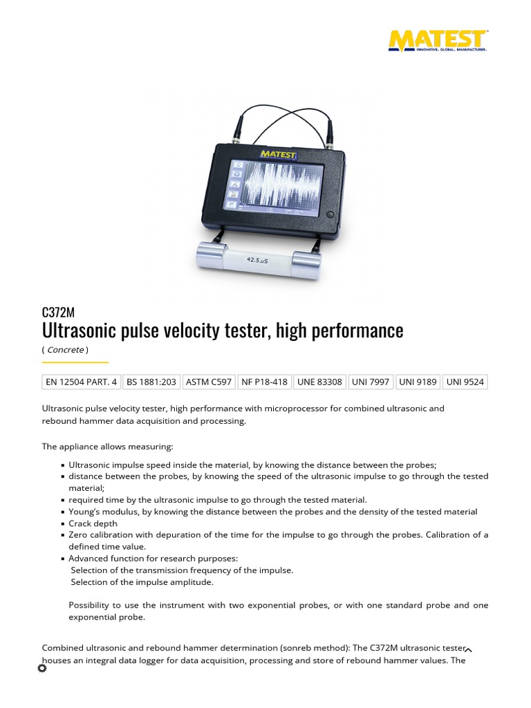 Matest Ultrasonic Pulse Velocity Tester High Perf | PDF | Ultrasound ...