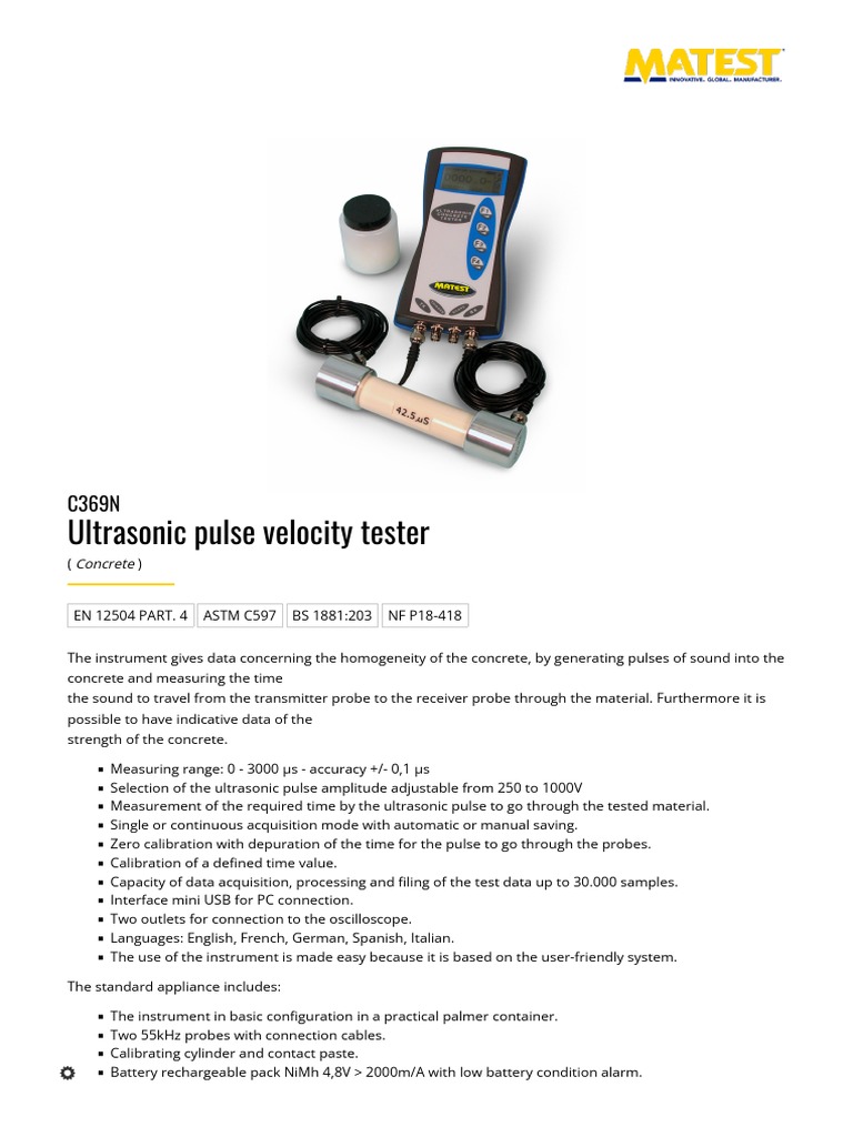 Matest C369N Ultrasonic Tester Overview | PDF