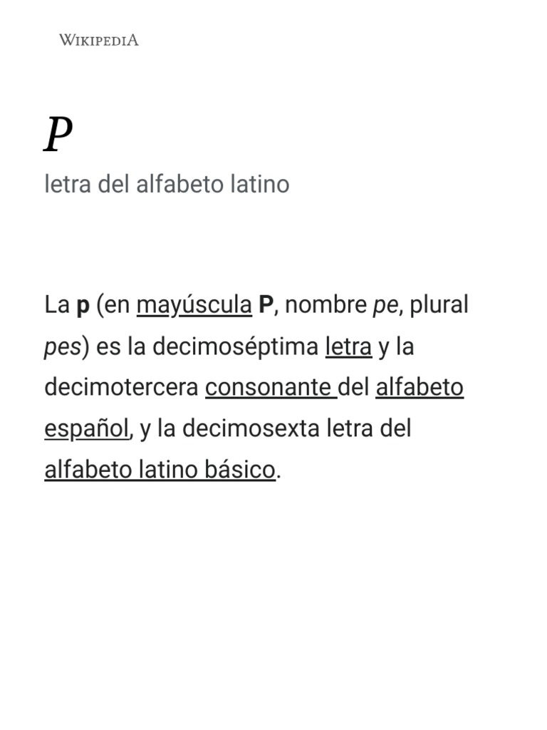 P - Wikipedia, La Enciclopedia Libr PDF | PDF