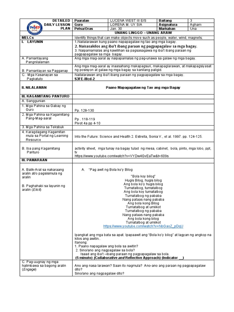 Quarter 3 Lesson Plan Science 3 | PDF