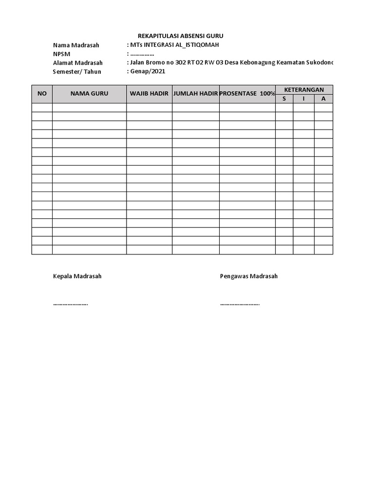 Contoh Format Bukti Fisik Uploud E-Rkam | PDF