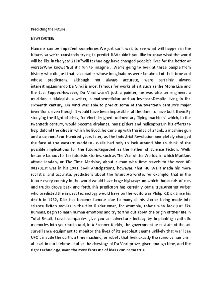 Predicting The Future | PDF | Leonardo Da Vinci | Invention