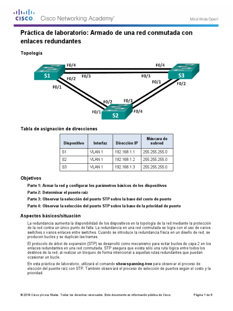 3 1 2 12 Lab Building A Switched Network With Redundant Links Pdf Transmisión De Datos