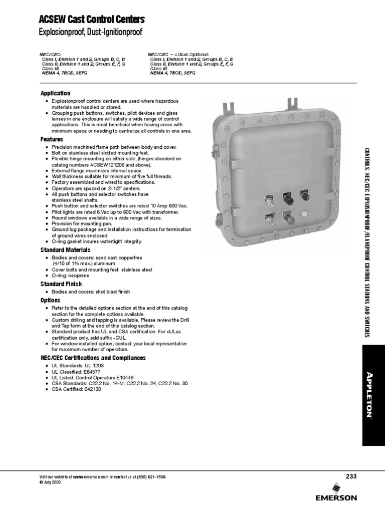 ACSEW Cast Control Centers Appleton en 7439390 PDF | PDF | Screw | Switch